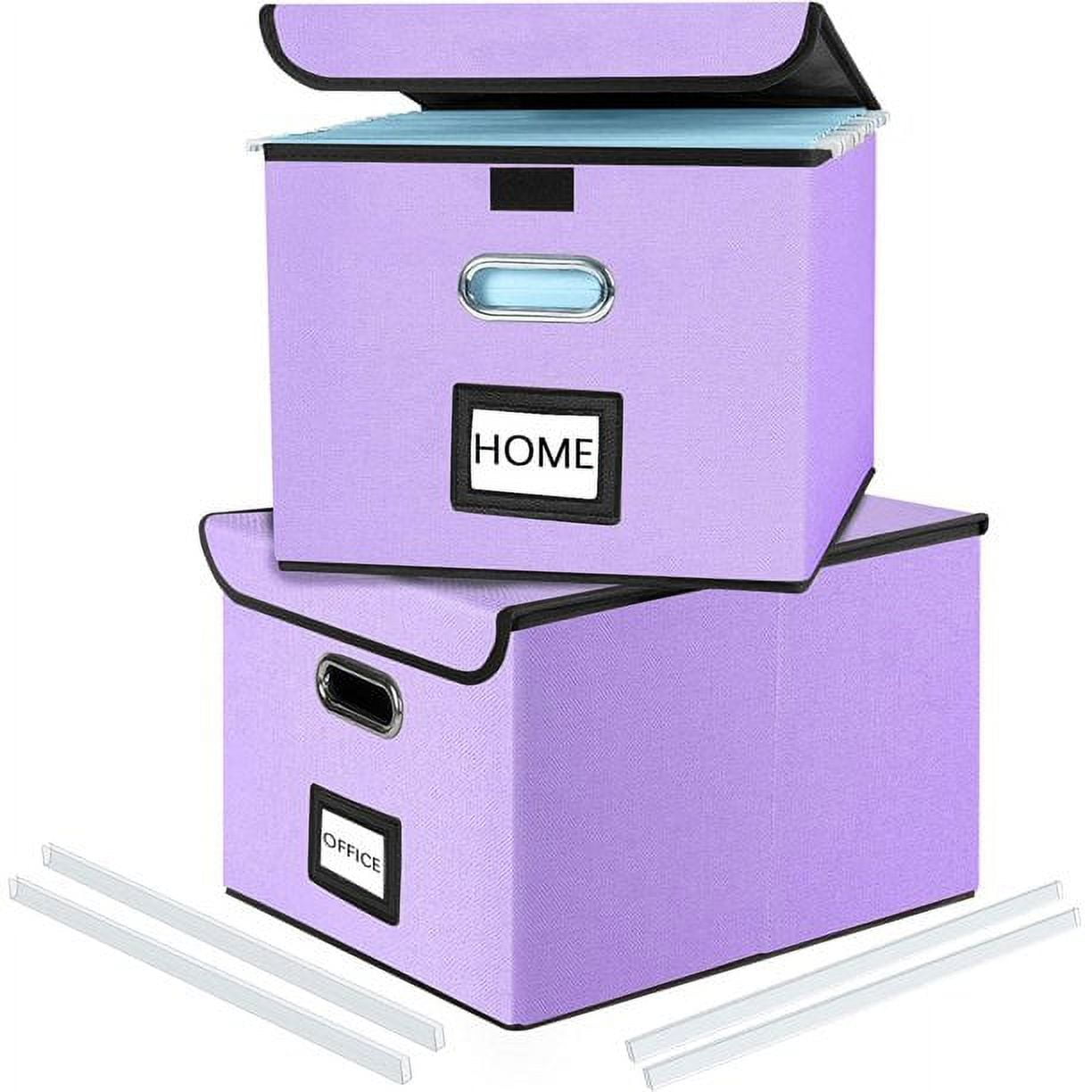 Decorative File Organizer Storage Boxes with Lid, Linen Hanging Filing ...