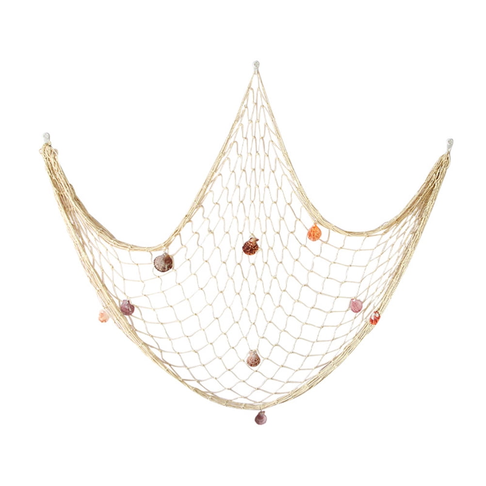 Decorative Fishing Net Wall Decor with Seashells Nautical Style Wall ...