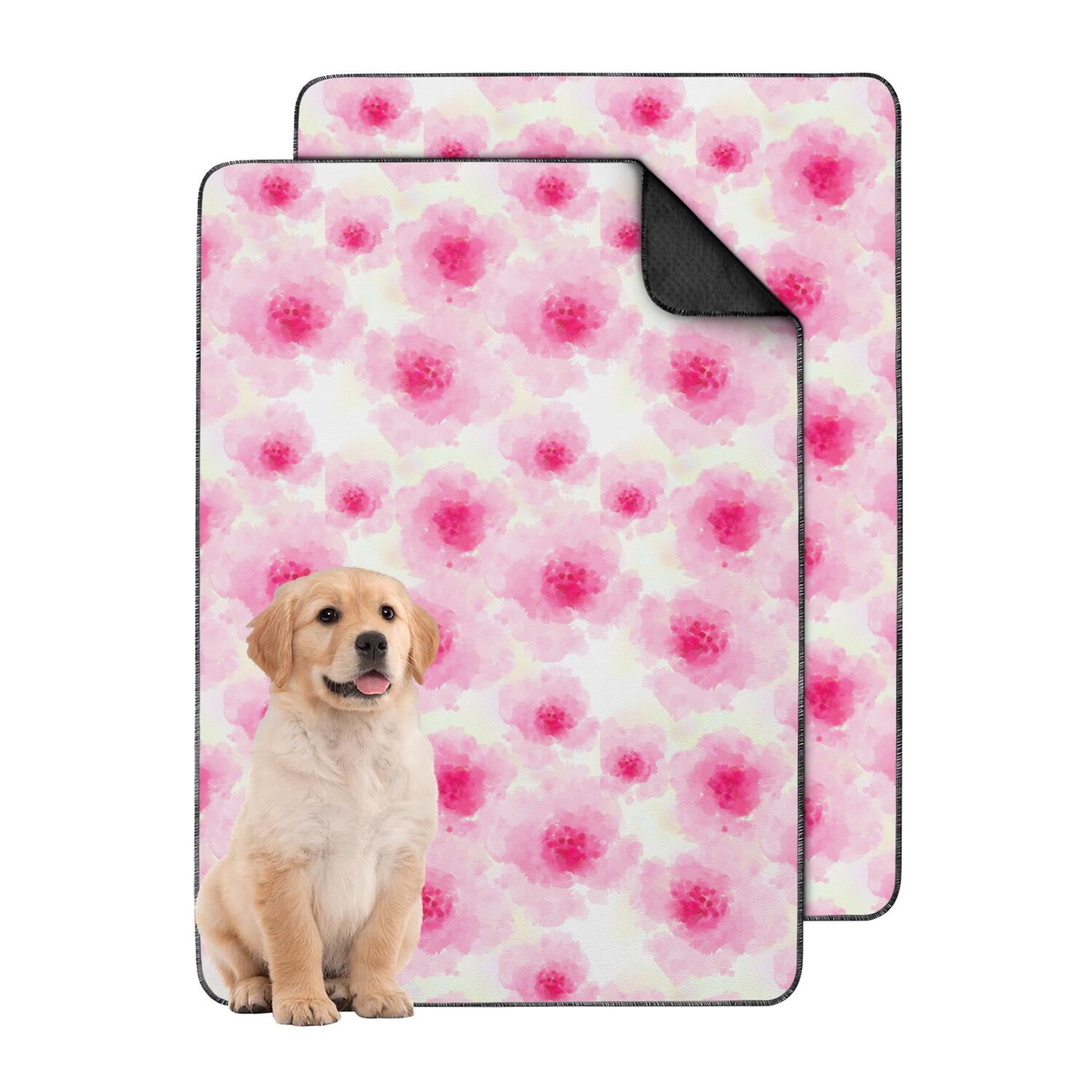 Decorative Floral Border Dog Mats 24x35 Inch, 2-Pack Reusable Training ...