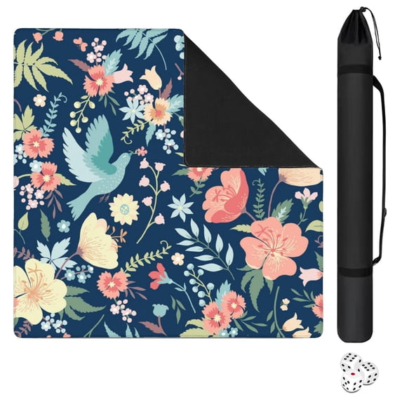 Decorative Floral Design Anti-Skid Rubber Mat for Game Tables 31.5 Inch ...