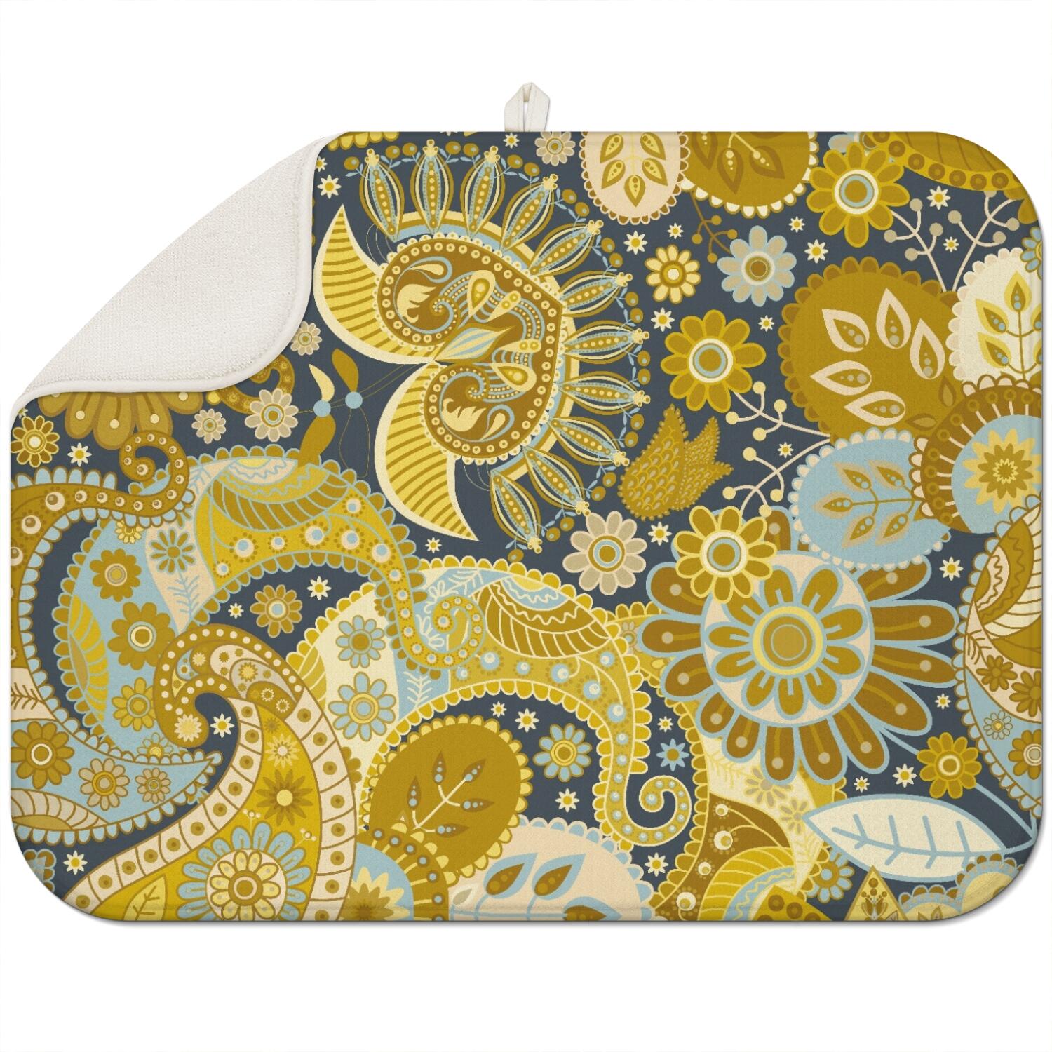 Decorative Floral Paisley Dish Mat Vintage Chic Design, Super Absorbent ...