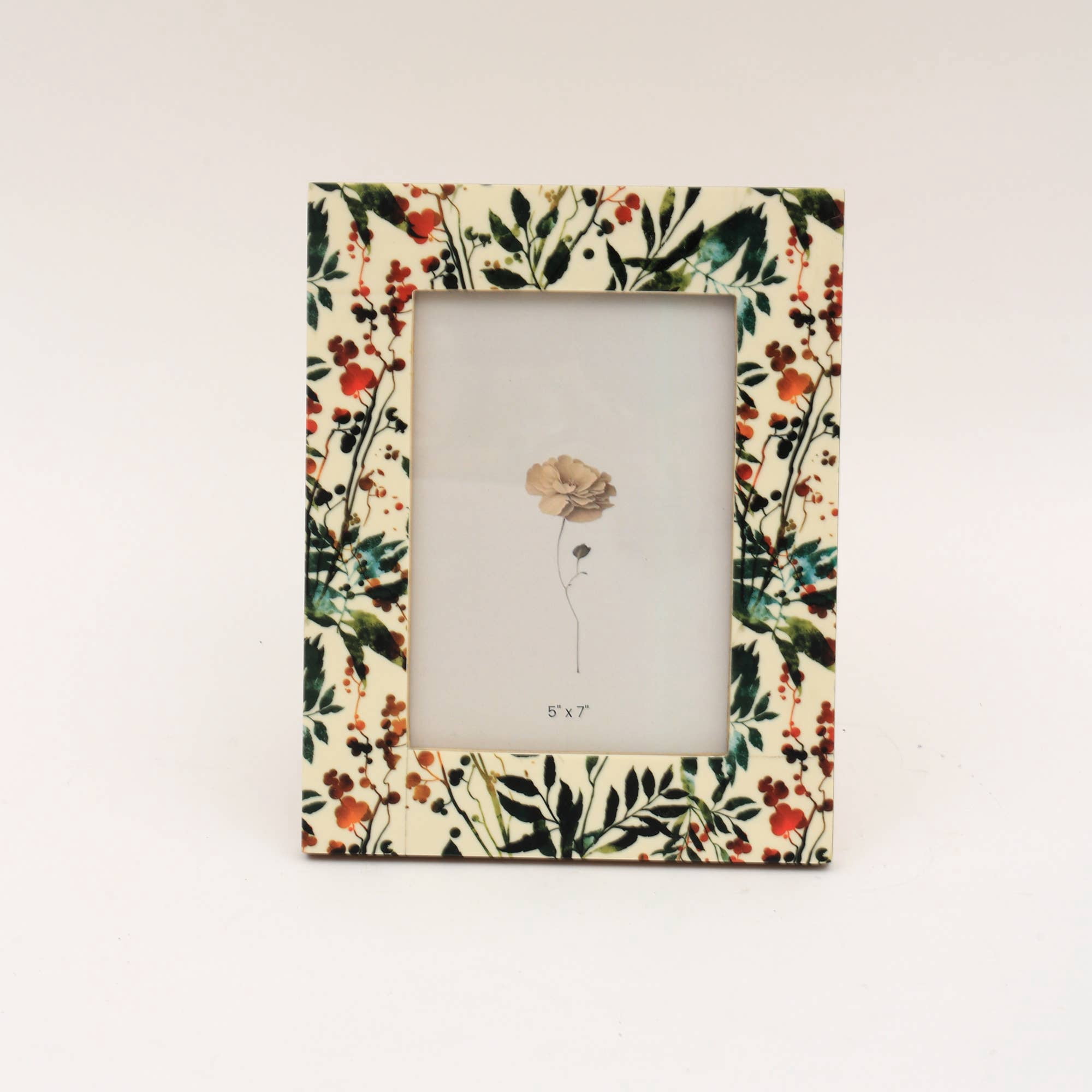 Decorative Floral Pattern Ivory Resin Tabletop Photo Frame, 8"x10 ...