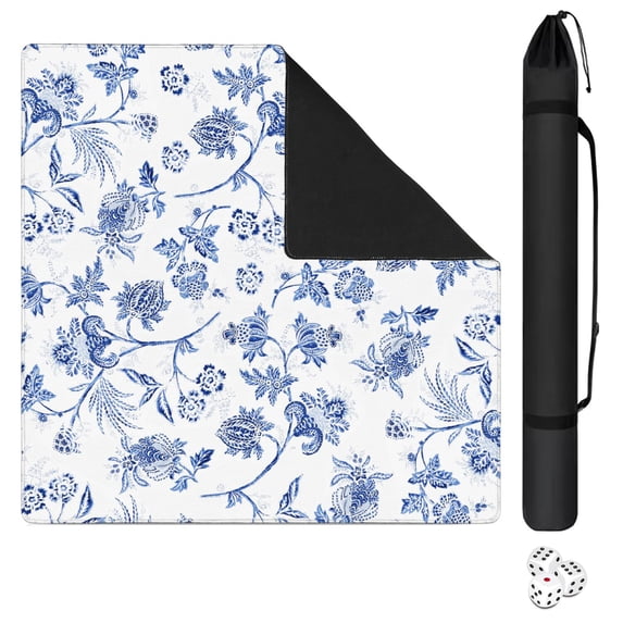 Decorative Floral Pattern Rubber Playing Surface 31.5x31.5 Inch Mahjong ...