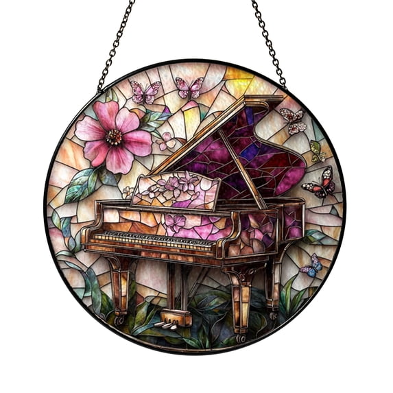 Decorative Floral Piano Acrylic Style Suncatcher, Music Inspired Window ...
