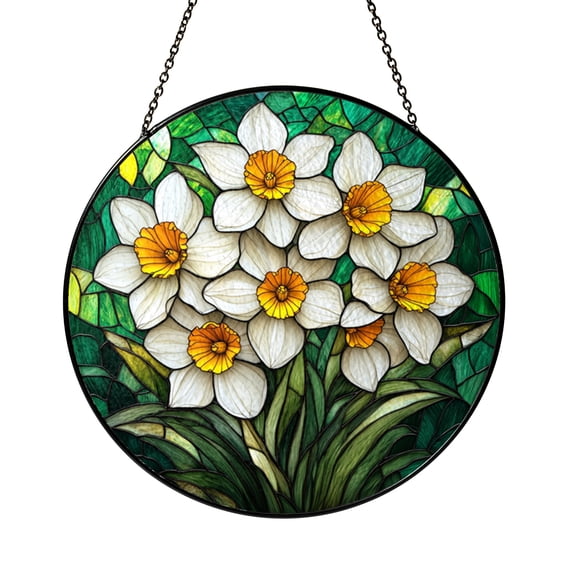 Decorative Flower Art Glass Style Window Hanging - Walmart.com