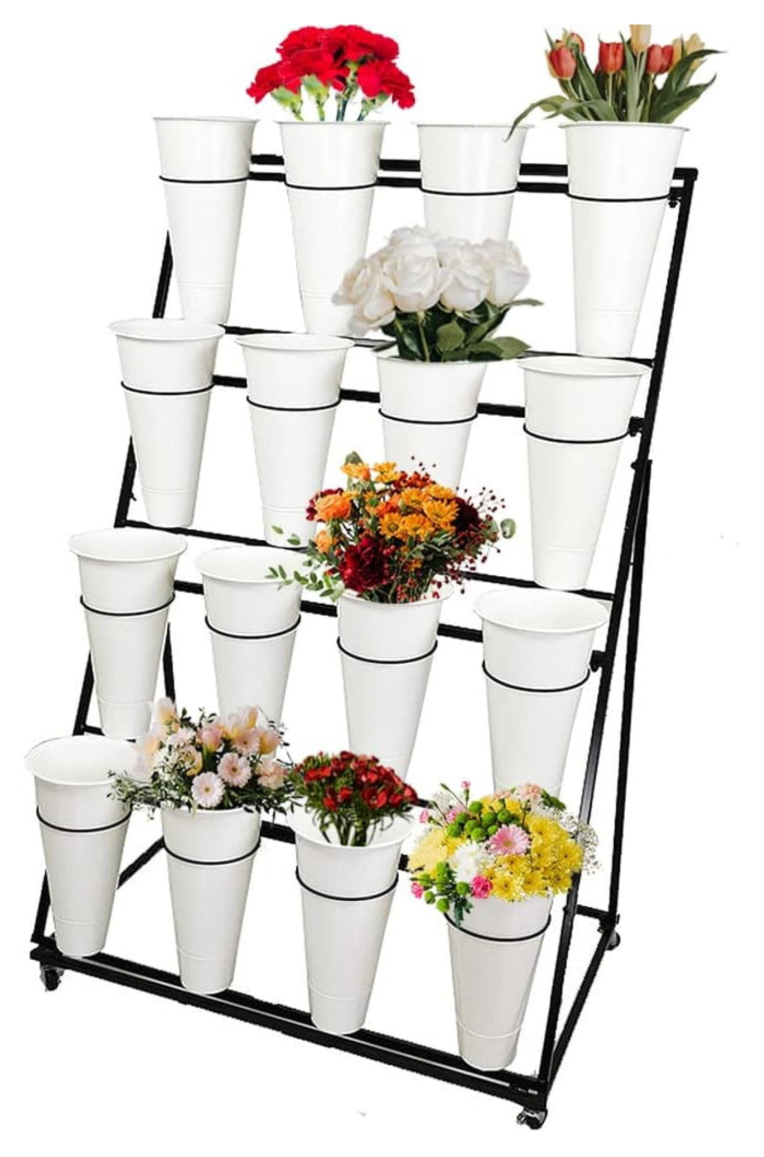 Decorative Flower Display Stand with Buckets for Cut Flowers, Heavy ...