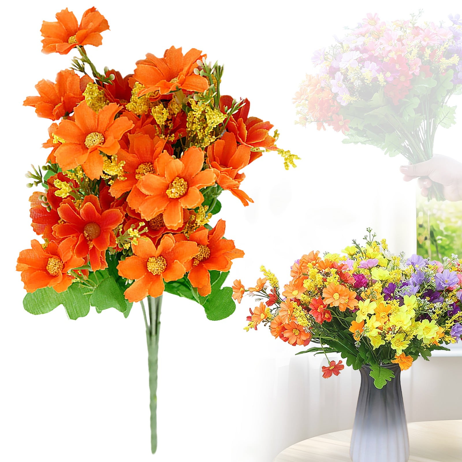 Decorative Flowers,Artificial Flower,1 Bundles Artificial Daisies ...