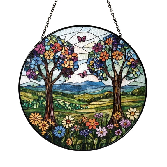 Decorative Forest Butterfly Glass Style Window Art - Walmart.com