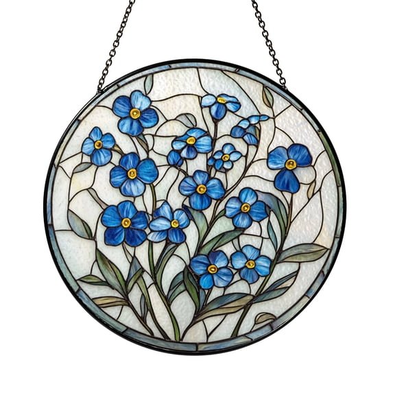 Decorative Forget Me Not Floral Window Accent, Botanical Hanging Art in ...