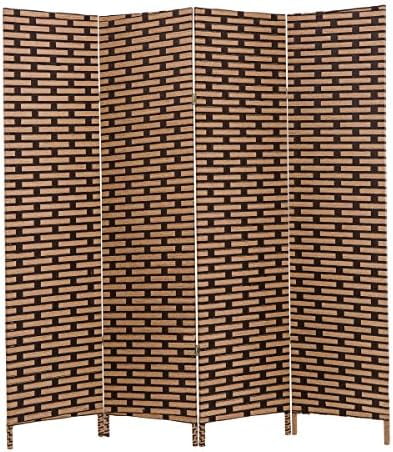 Decorative Freestanding Woven Bamboo 4 Panels Hinged Privacy Panel ...