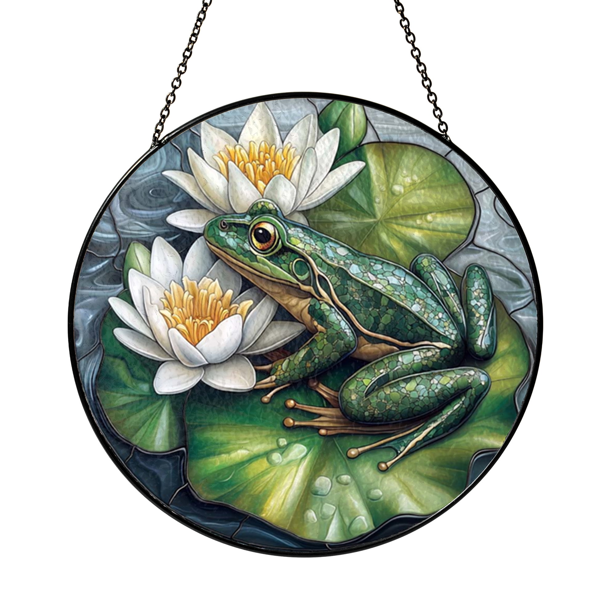 Decorative Frog Stained Glass Suncatcher – Round Wildlife Window Art ...
