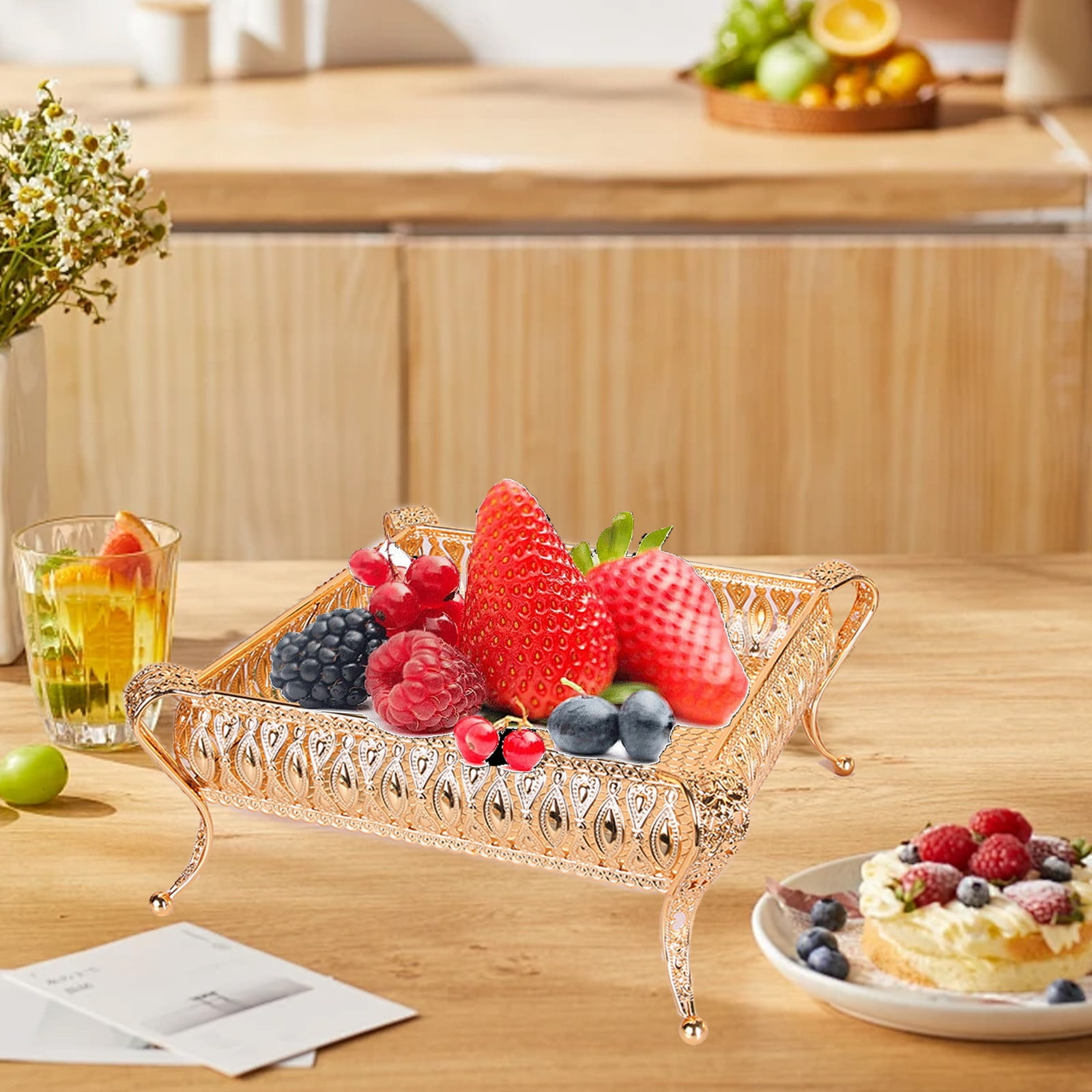 Decorative Fruit Tray,Holiday Cookie Tray Gold Fruit Bowl Turkish Candy ...