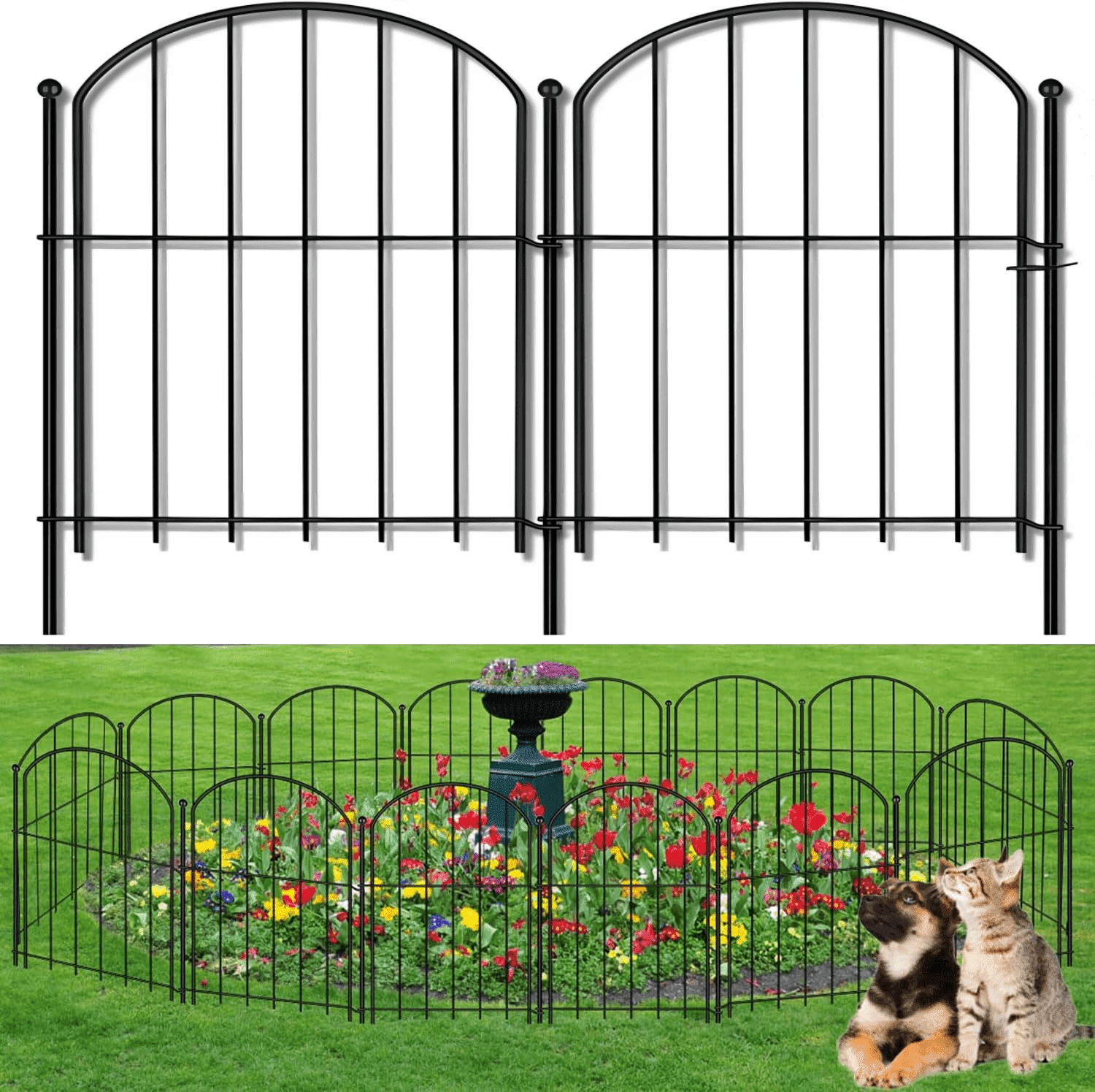 KIDSJOY Decorative Garden Fence 10 Pack Rustproof Metal No Dig Fence ...