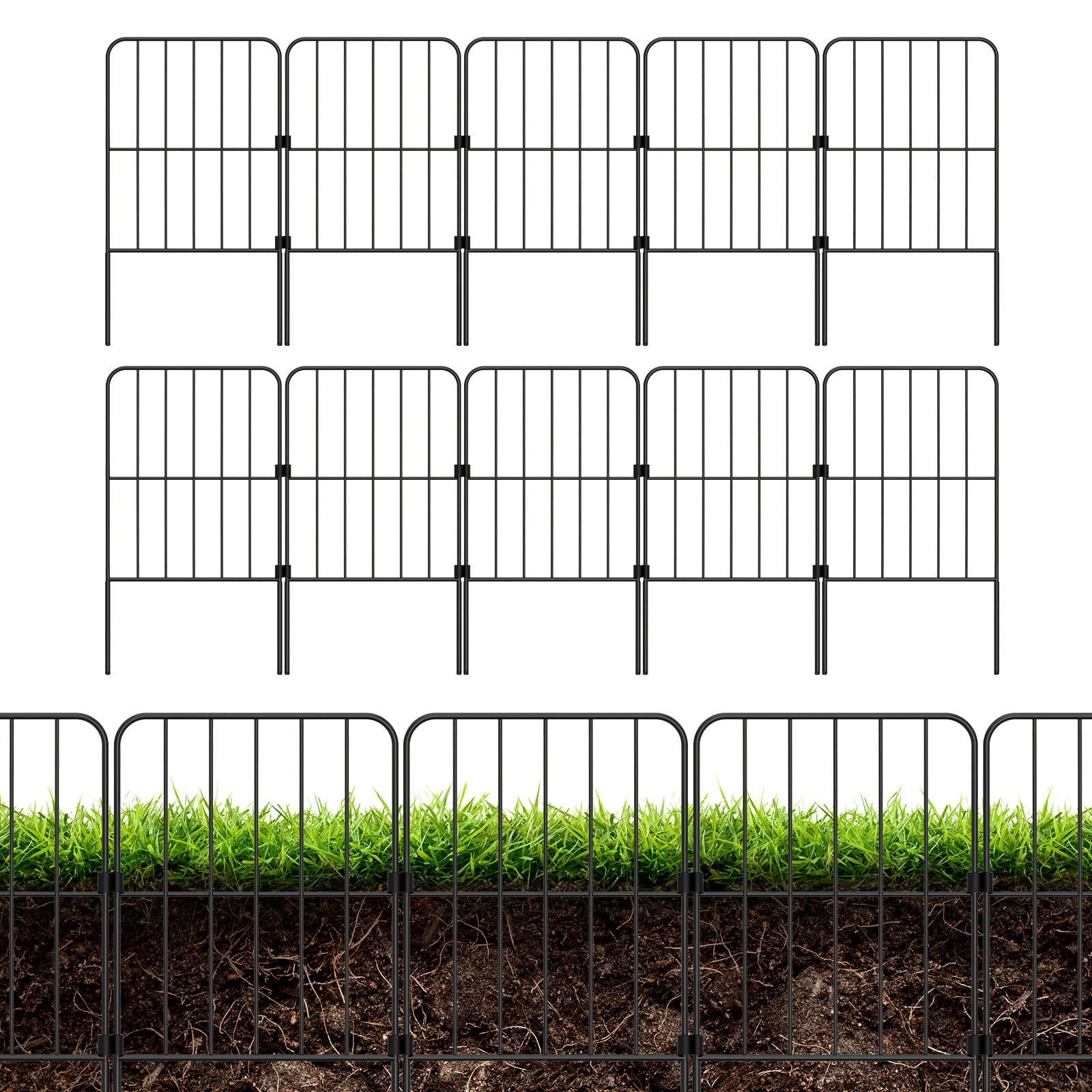 10 Pack Decorative Garden Fence 10ft X 24in Rustproof Steel Wire