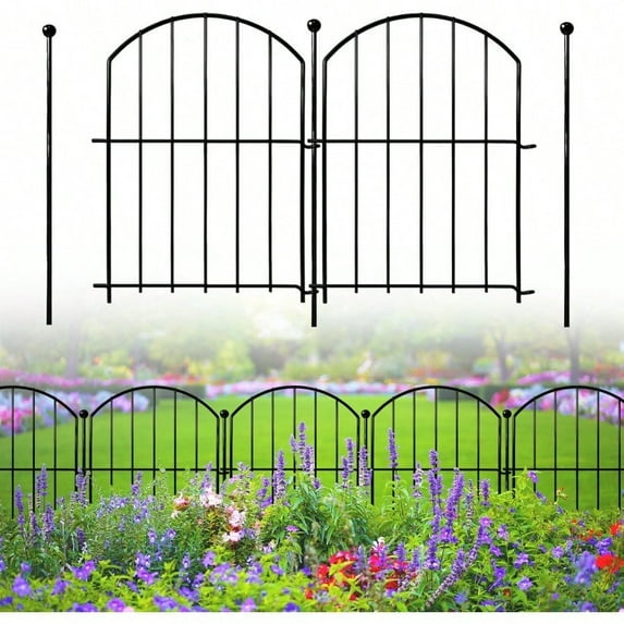 Decorative Garden Fence 17in H x13in(W) 26 Pack Rustproof Metal No Dig ...