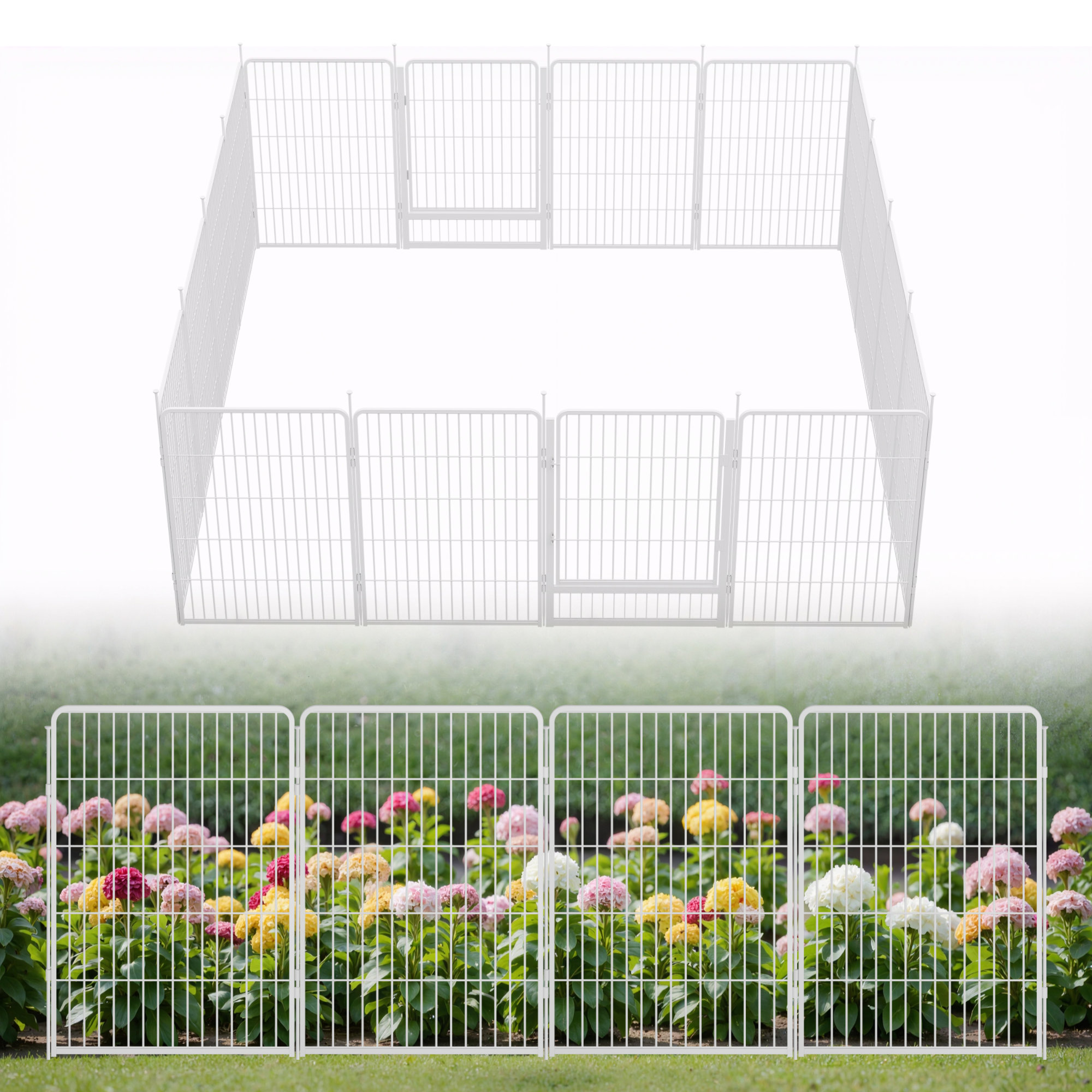 SunsGrove Decorative Garden Fence with 2 Gates 24 in(H) x 11.1 ft(L) 6 ...