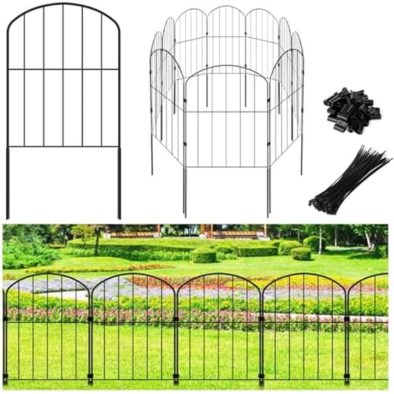 Decorative Garden Fence 24in (H) x 10.5ft (L), 10 Panels No Dig Garden ...
