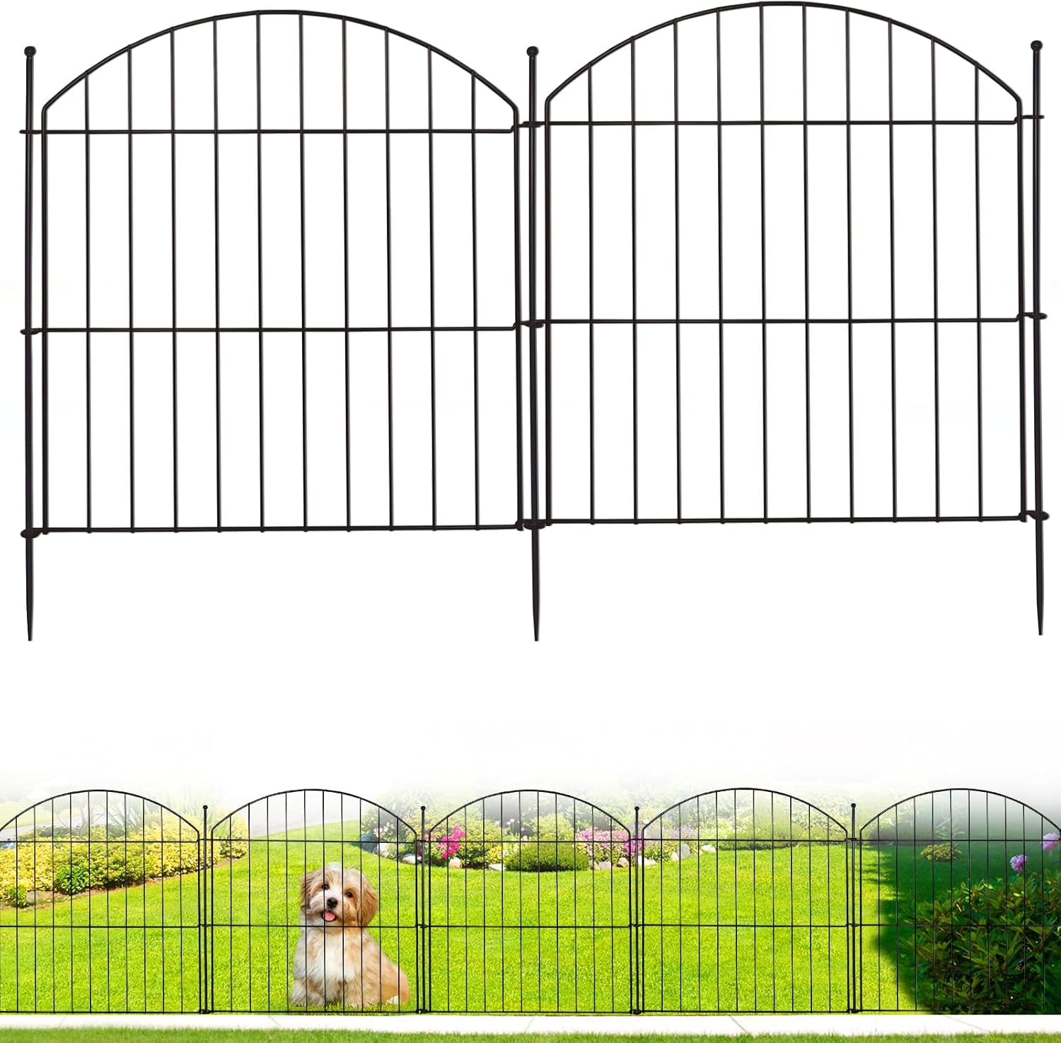 Decorative Garden Fence 24in (H) x10ft (L), 5 Pack No Dig Fence Animal ...