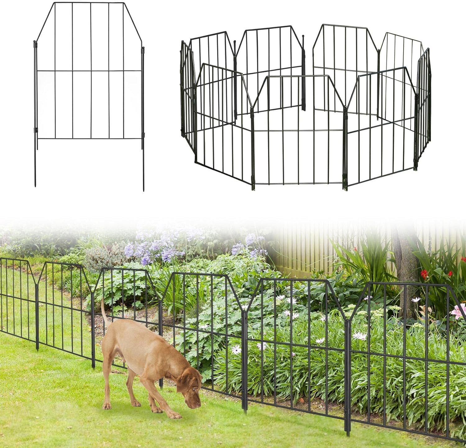 Decorative Garden Fence 27ft x 21in, 25 Panels Metal Rustproof No Dig ...