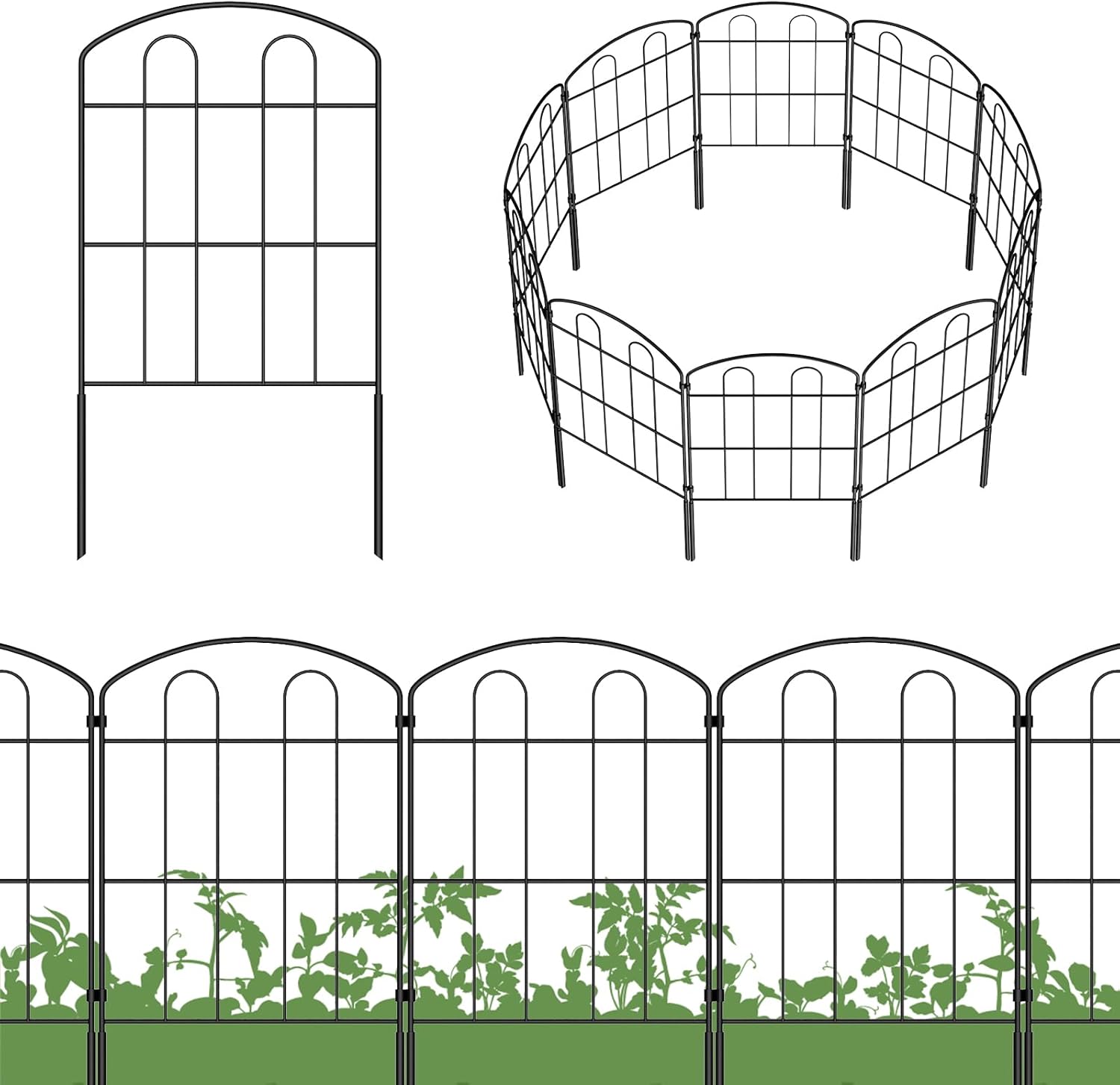 Decorative Garden Fence 28 Pack, 24in (H) x30ft (L) RustProof Metal ...
