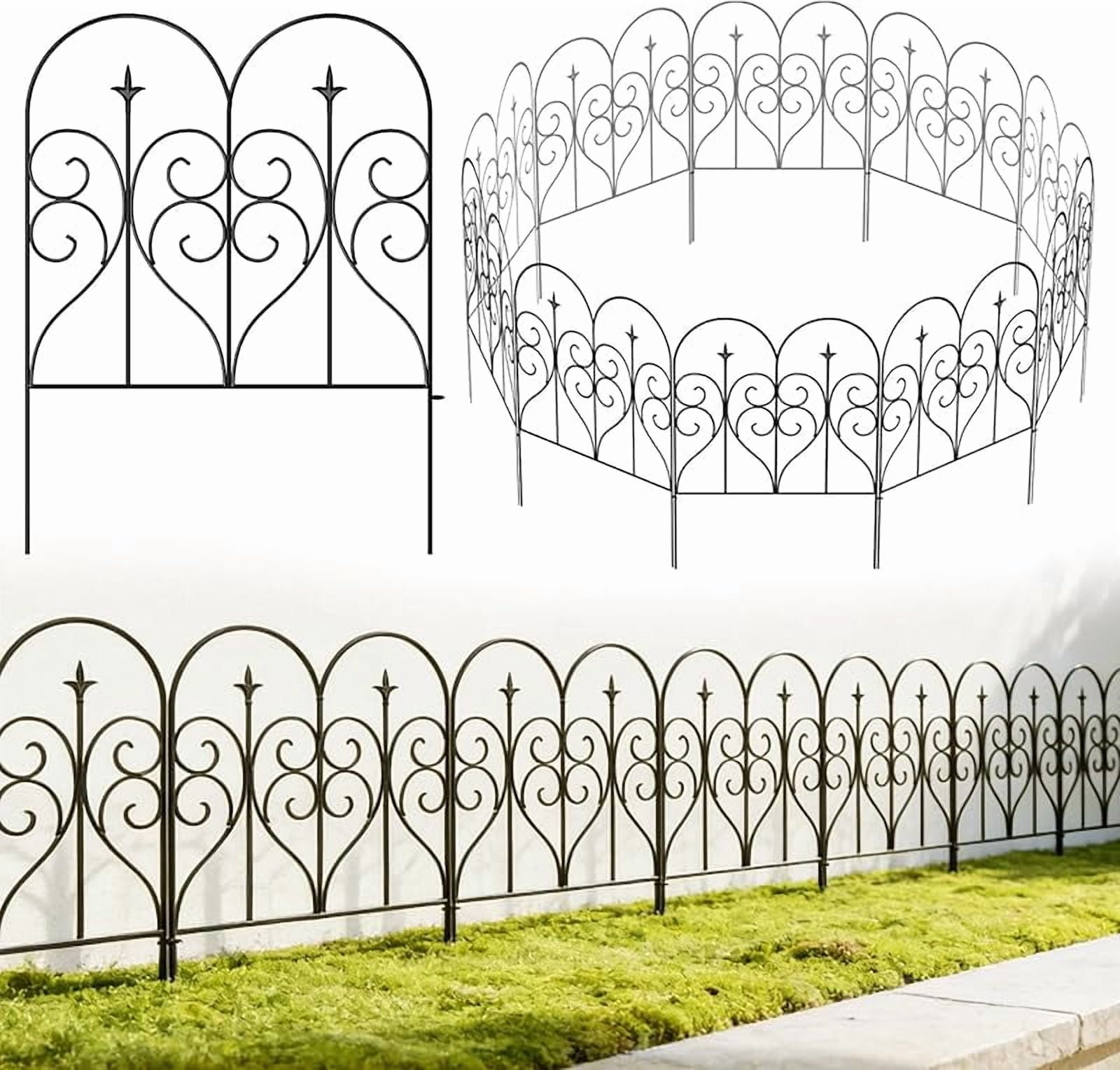 Decorative Garden Fence 32 in (H) x 10 ft (L) Outdoor Rustproof Metal ...