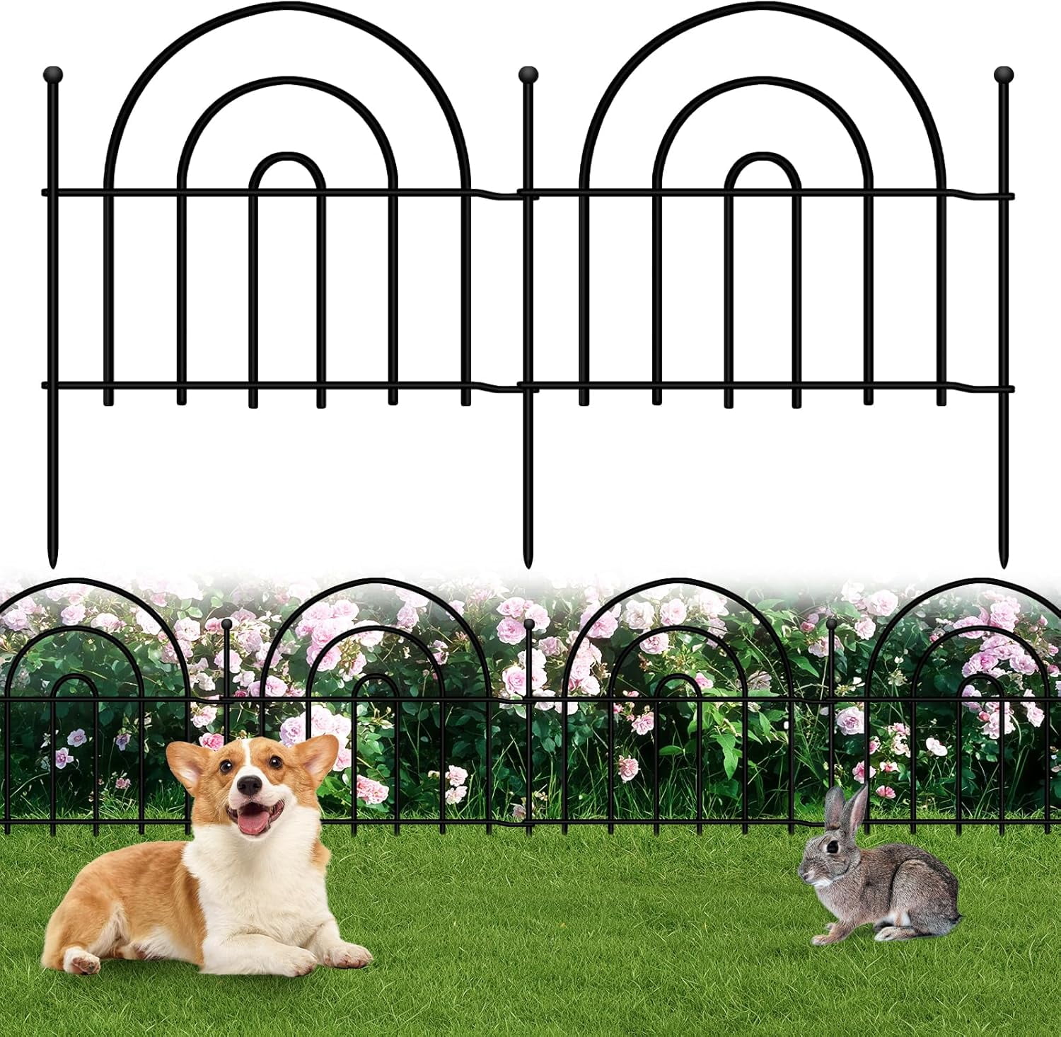 Decorative Garden Fence, 32 Panels No Dig Fence 45.3ft(L) x13in(H ...