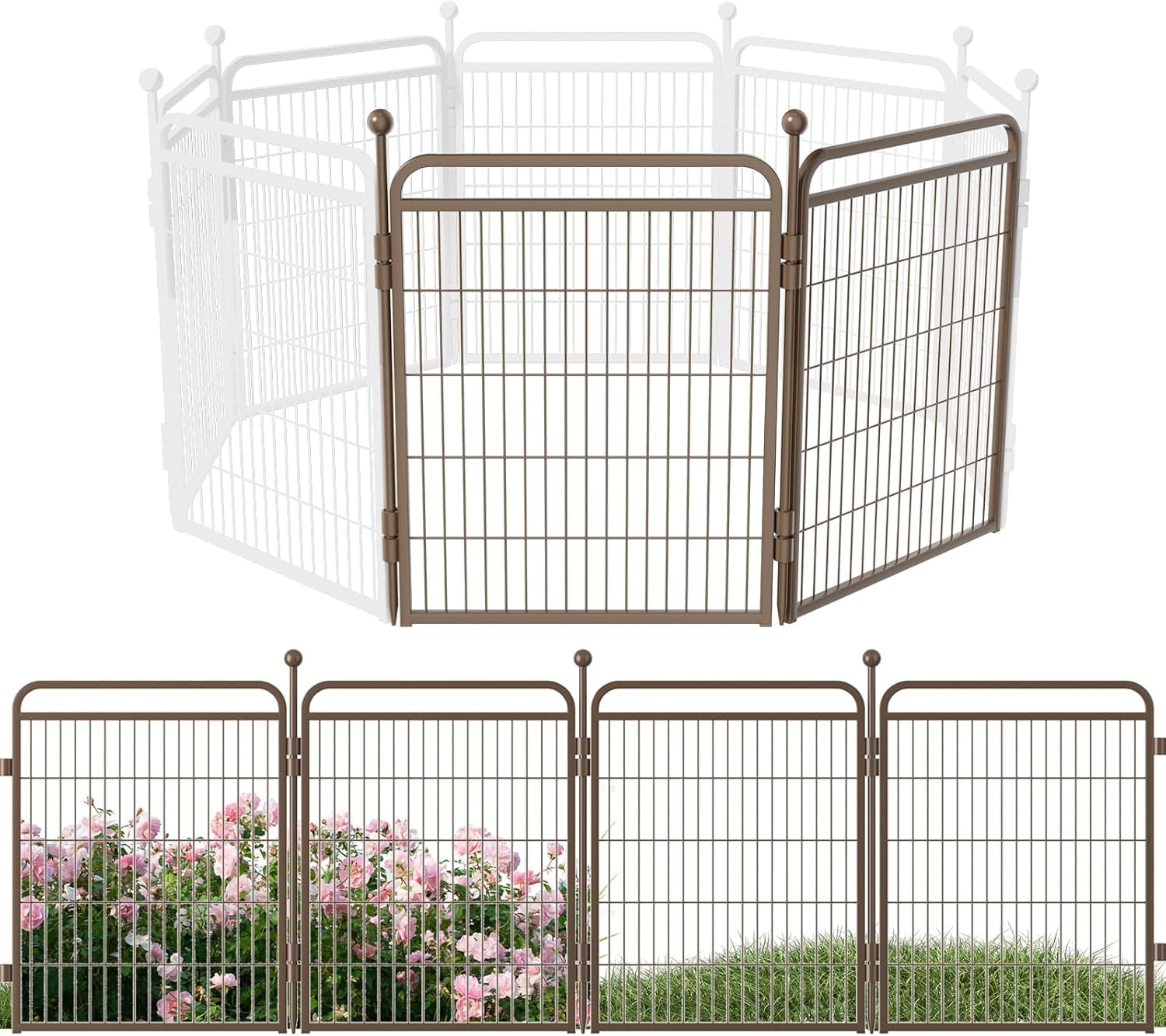 Decorative Garden Fence 32in(H) x52in(L), Thicken 2 Pack Rustproof ...
