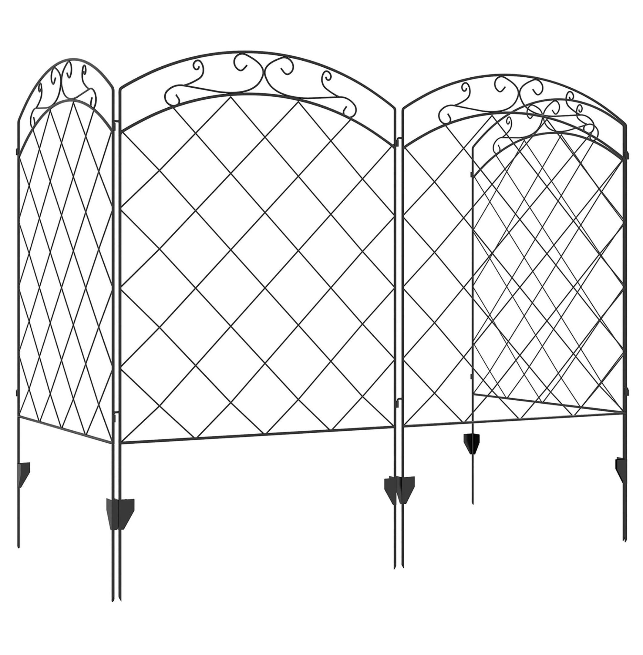 Decorative Garden Fence - 4 Panel Metal Yard Fencing, Swirl Design, Pet ...