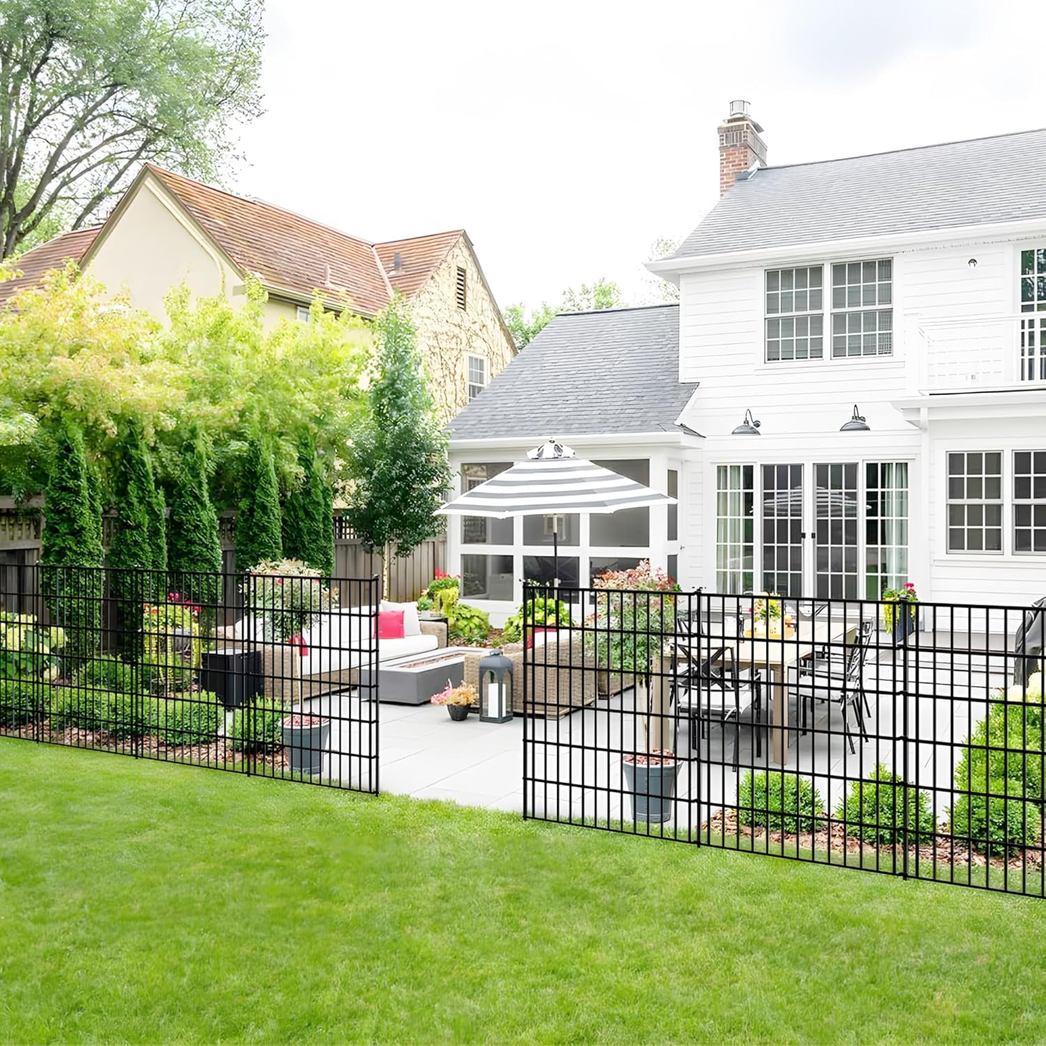 Decorative Garden Fence 5 Panels 32in(H) x28in(W) No dig Animal Barrier ...