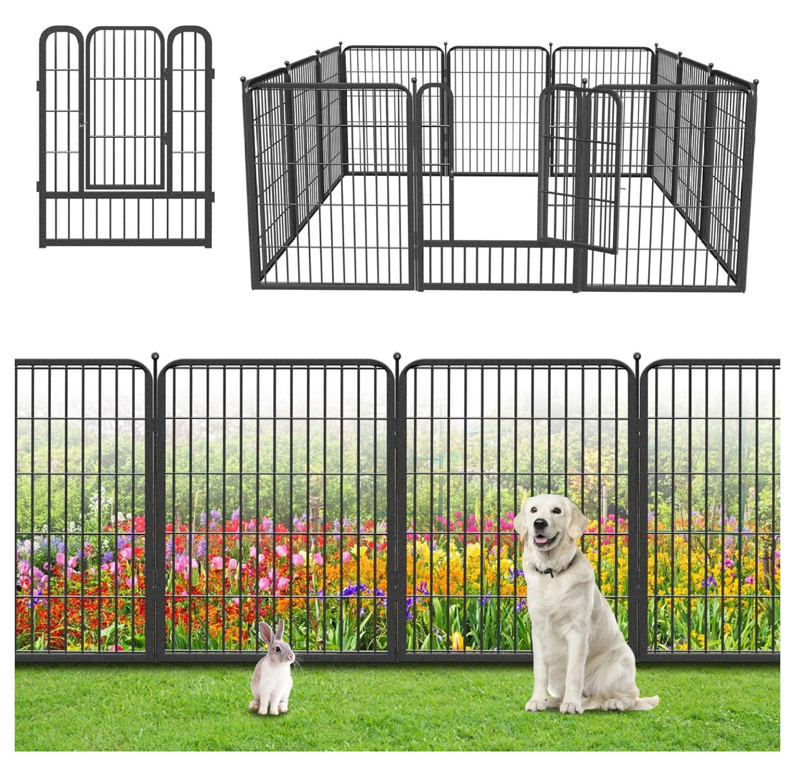 Decorative Garden Fence with Gate 23ft (L)×32in(H) Fence for Dogs ...