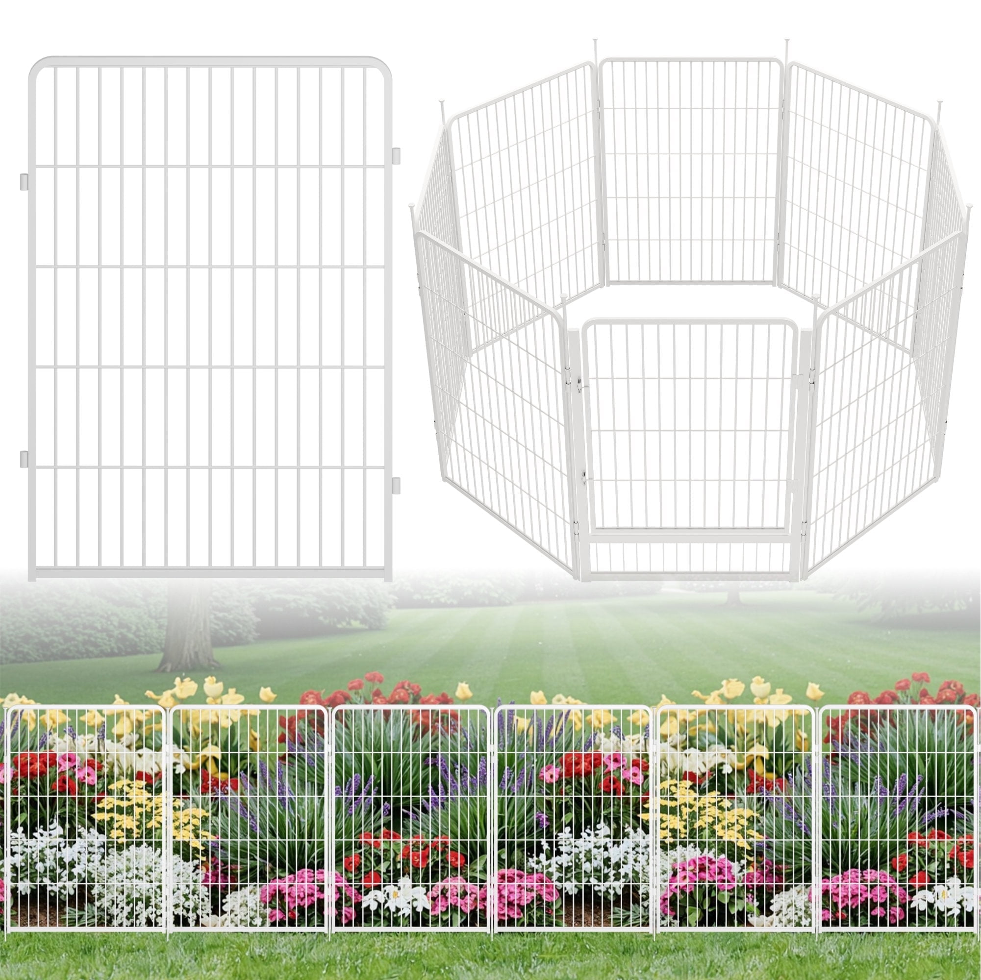 SunsGrove Decorative Garden Fence with Gate 40 in(H) x 17.8 ft(L) 8 ...