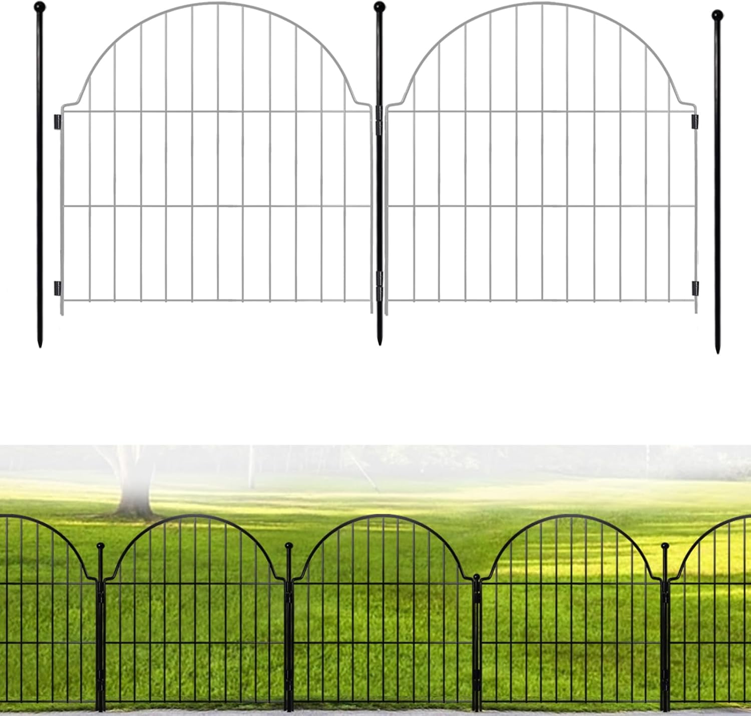 Decorative Garden Fence Stakes 2 Pack, Total 25in(H) Rustproof Iron No ...