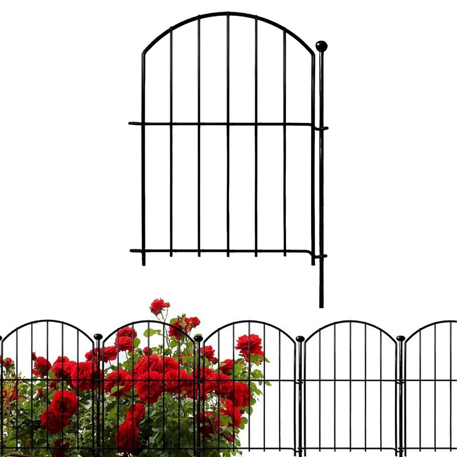 Decorative Garden Fence Stakes, Rustproof Iron No Dig Outdoor Dog Fence ...