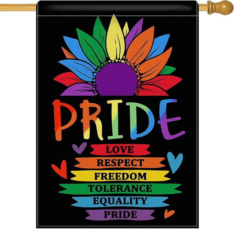 Decorative Garden Flag With Sunflower And Rainbow Design Black Love ...
