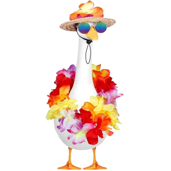 Decorative Garden Goose Outfit with Hawaiian Style Lei Hat Sunglasses ...