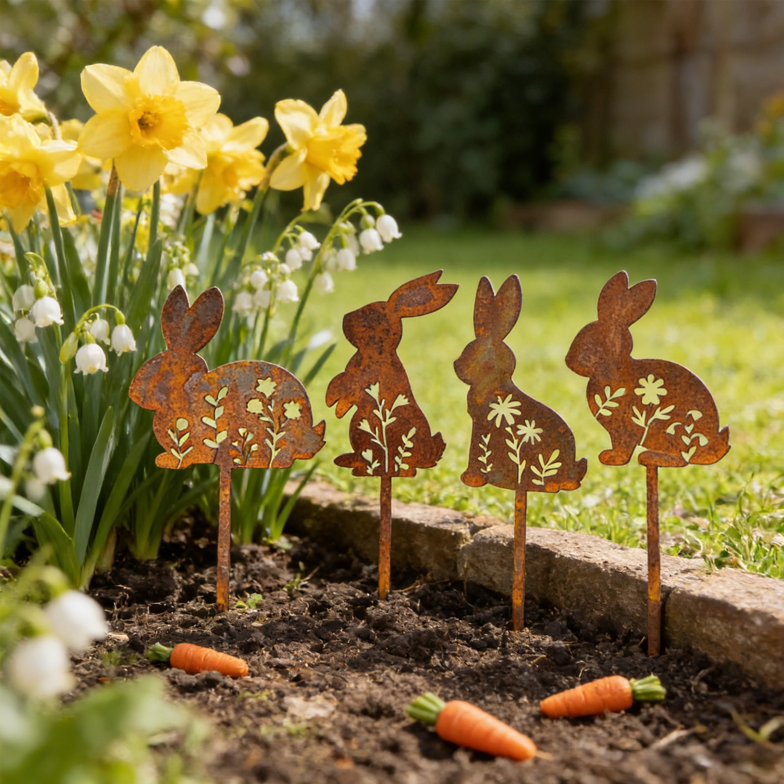 Decorative Garden Metal Art Sculpture, Multi-Size Iron Ground Stakes ...