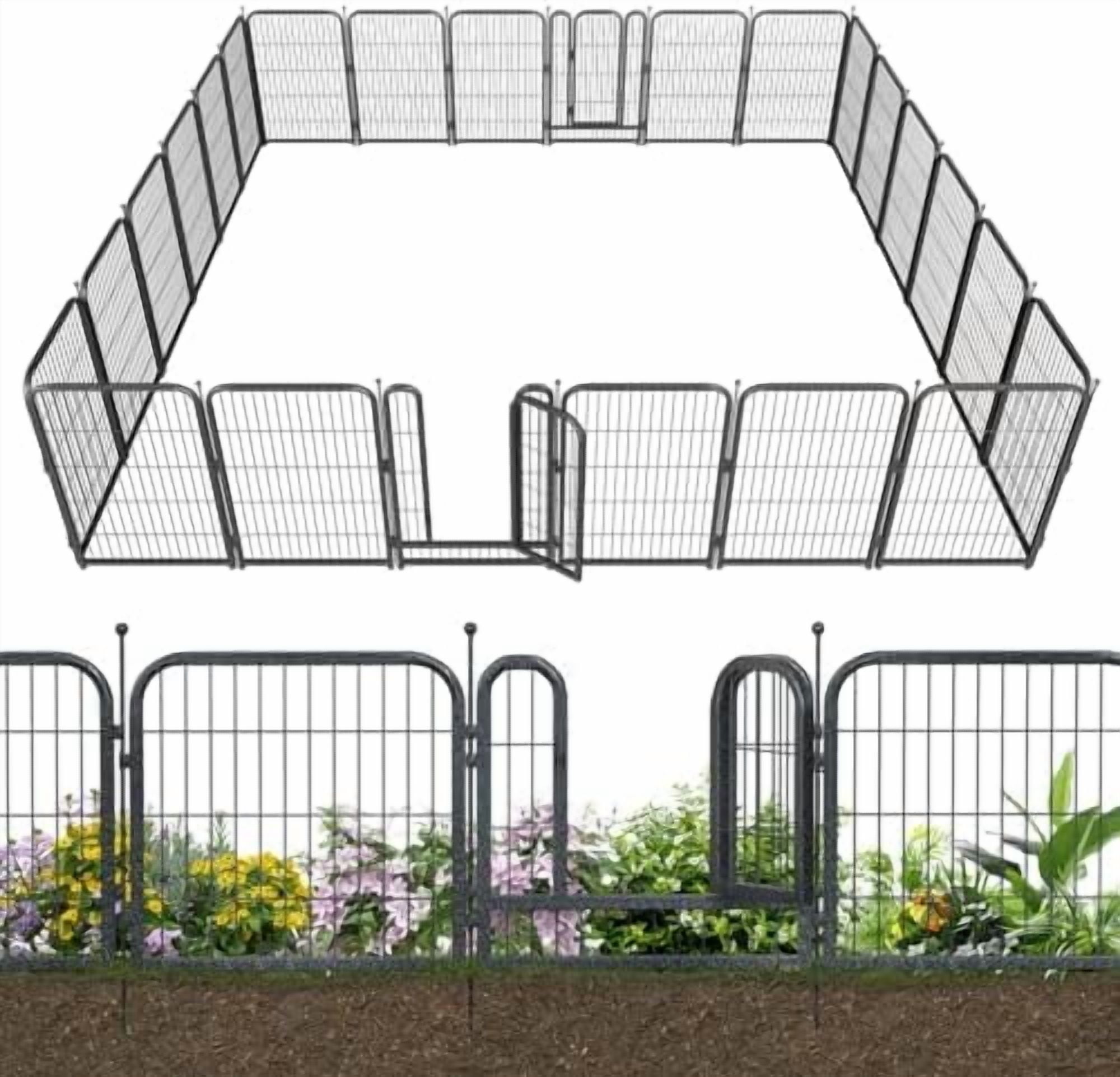 Decorative Garden Metal Fence 54ft (L)×40in (H) with 21 Panels 3 Gate ...