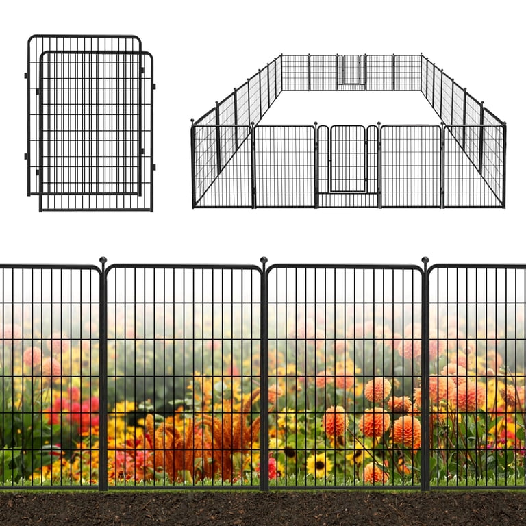 Black Decorative Metal Fencing Garden Fence 4 Pack Black Coated Steel