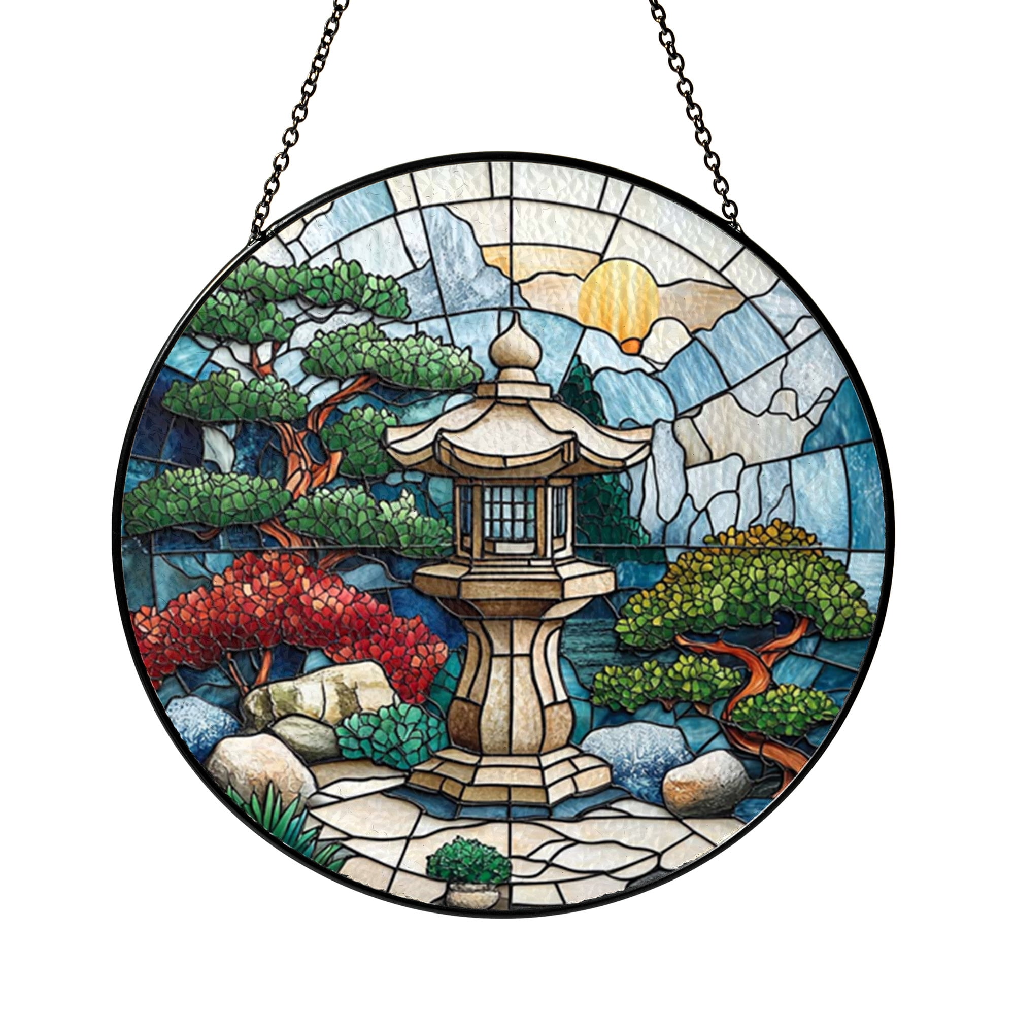 Decorative Garden Pavilion Landscape Stained Glass Style Suncatcher ...