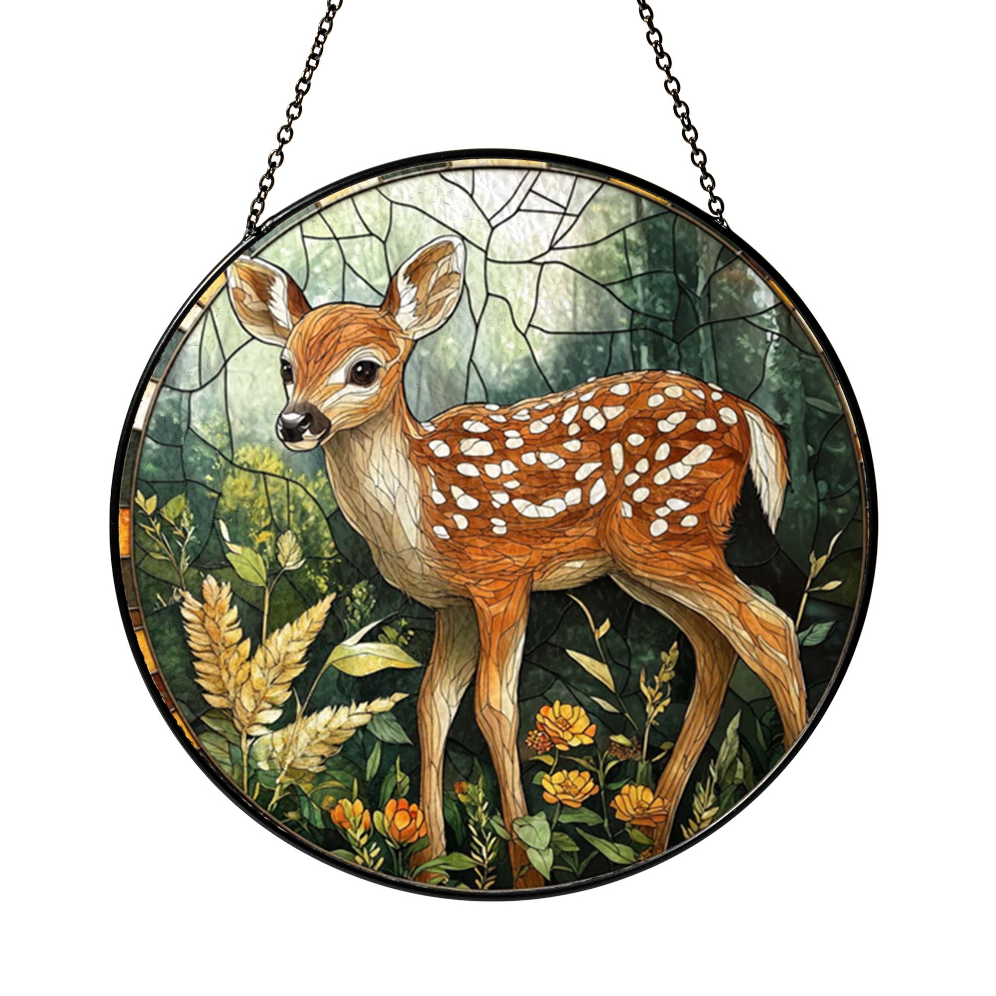 Decorative Glass Deer Window Accent, Nature Inspired Hanging Light ...