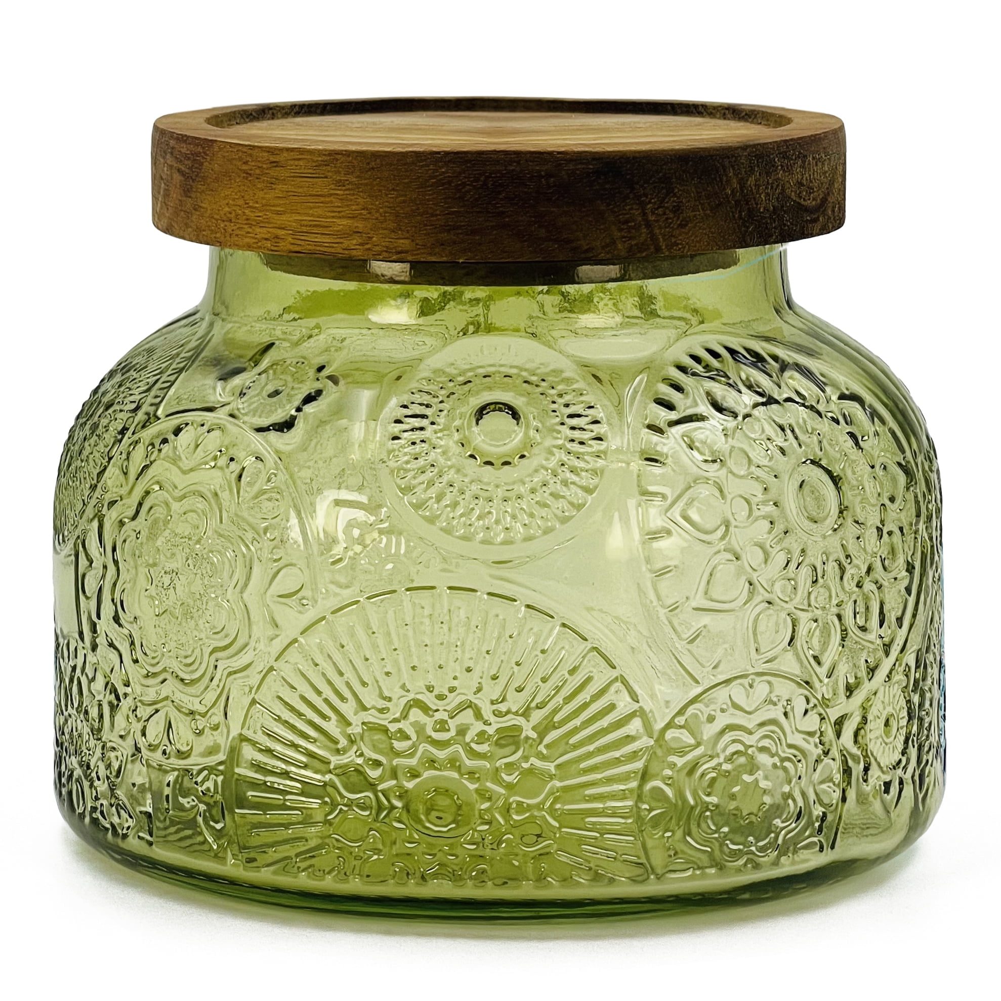 Lingshine 24.5 oz Decorative Glass Jars with Airtight Wooden Lids ...