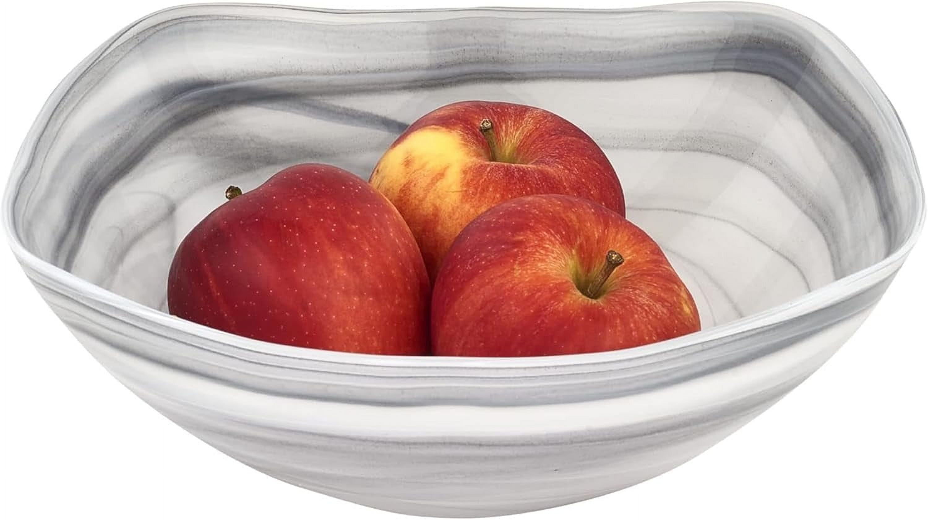 Decorative Glass Serving Bowl, Alabaster Glass Centerpiece Fruit Bowl ...