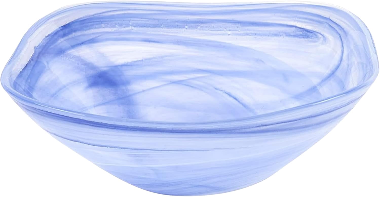Decorative Glass Serving Bowl, Alabaster Glass Centerpiece Fruit Bowl ...