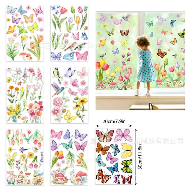 Decorative Glass Window Stickers, Tulip Window Stickers, Bedroom And ...