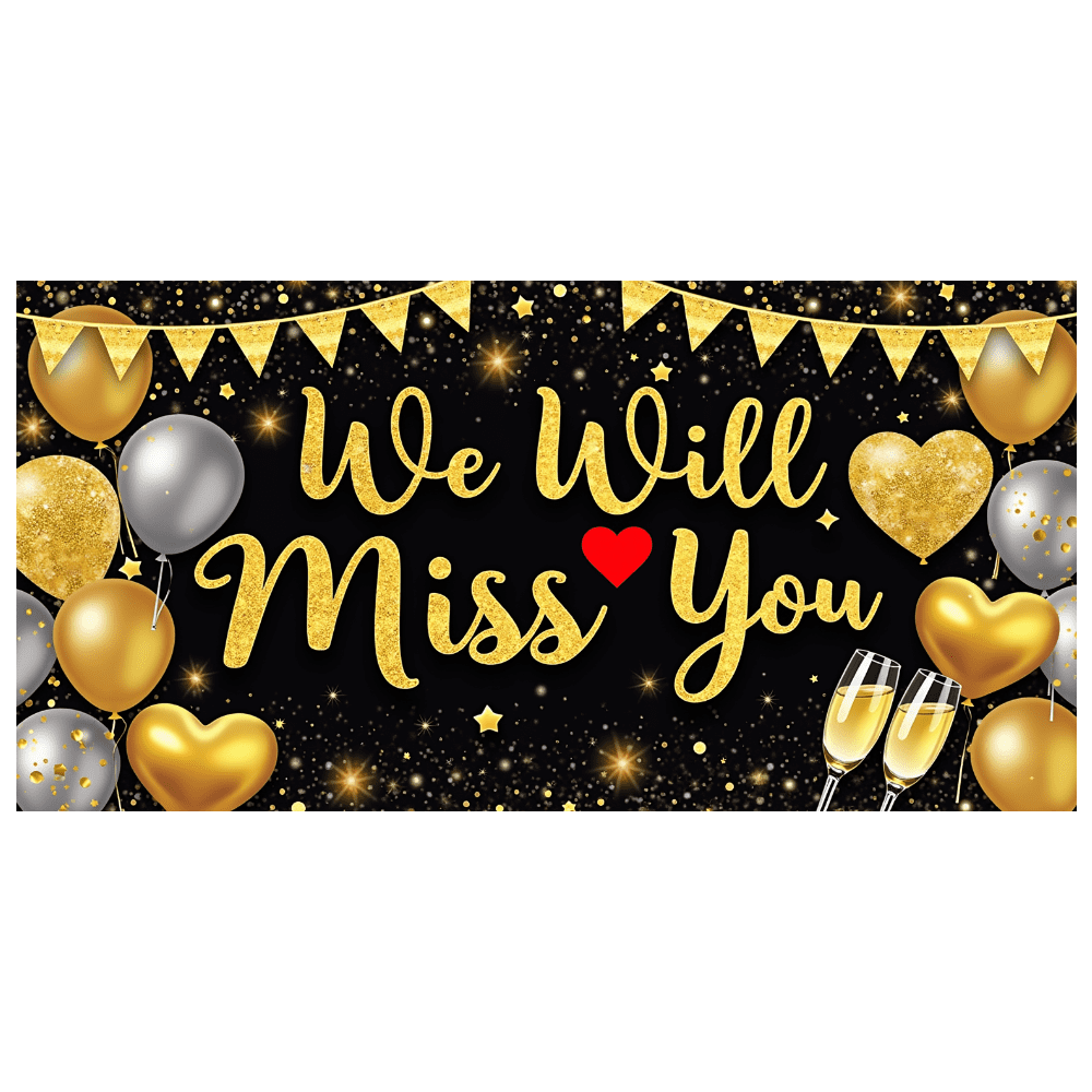Decorative Glitter Balloons Farewell Banner Gold Hearts Champagne ...