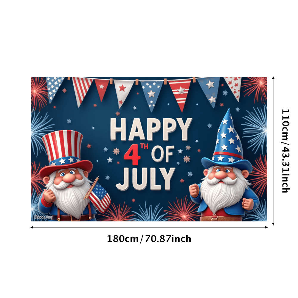 Decorative Gnomes Independence Day Banner Patriotic July 4th Theme ...