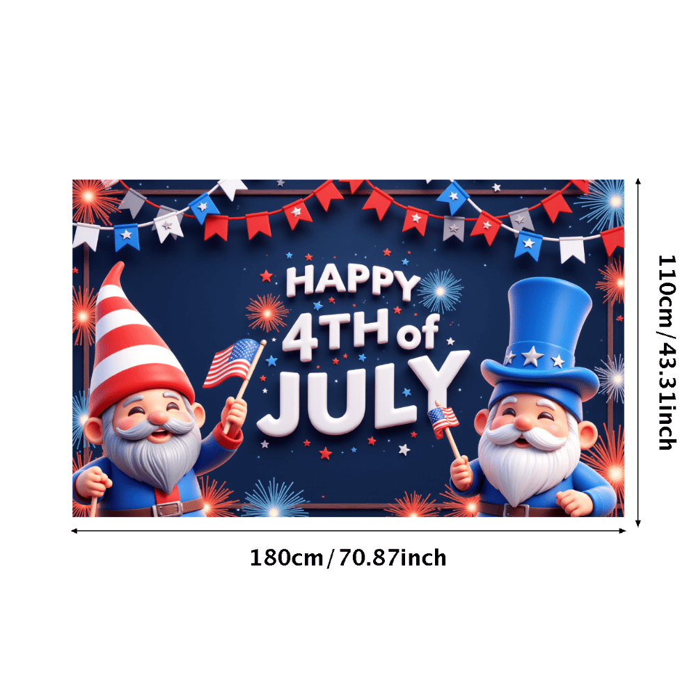 Decorative Gnomes Independence Day Banner Patriotic July 4th Theme ...