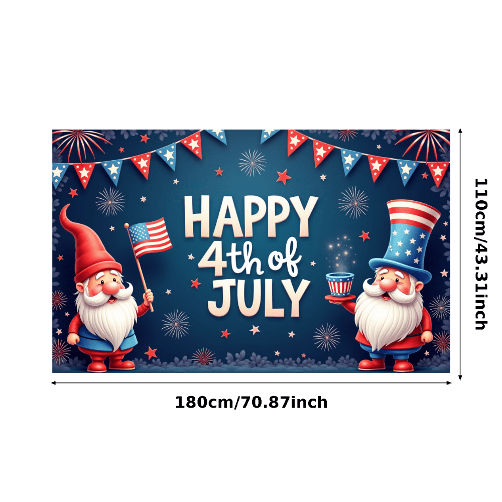 Decorative Gnomes Independence Day Banner Patriotic July 4th Theme ...