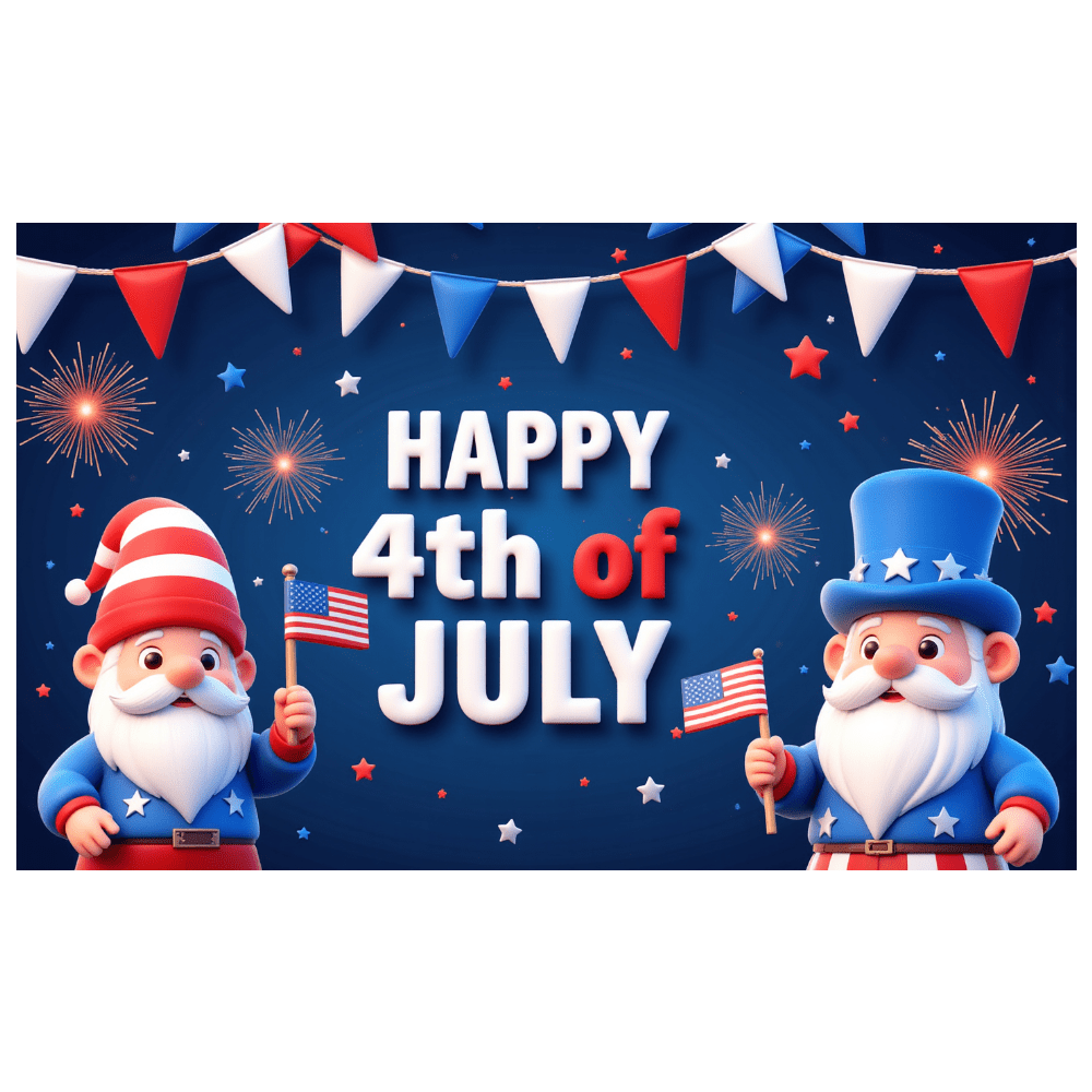 Decorative Gnomes Independence Day Banner Patriotic July 4th Theme ...