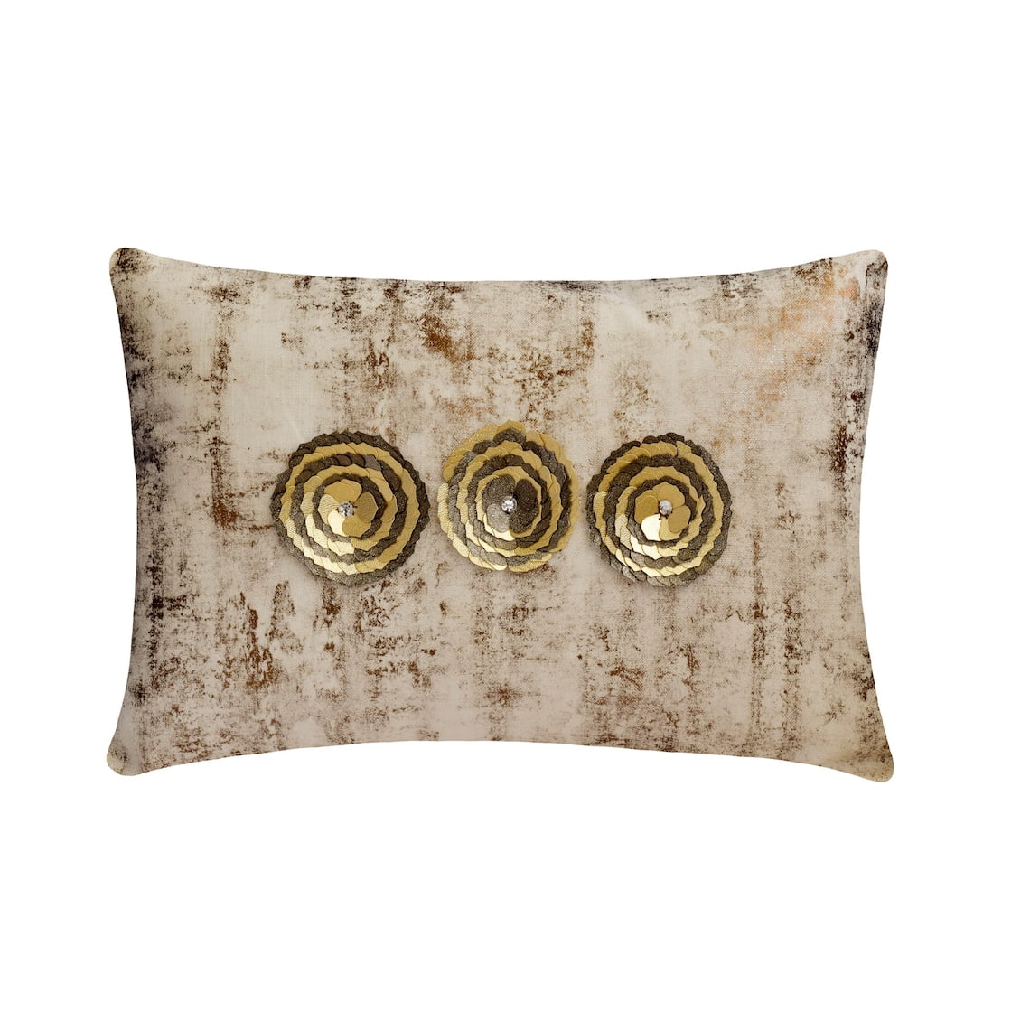 Decorative Gold 12"x22" (30x55 cm) Lumbar Pillow Cover, Linen Floral ...